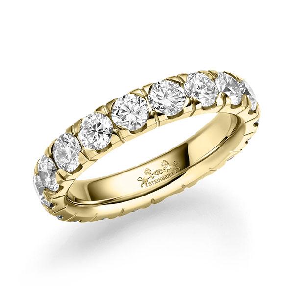 memoire/diamond ring in Yellow gold 14K (585/1000) completely set with ...