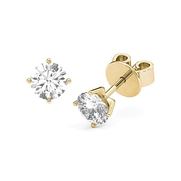 4 pongs setting in Yellow gold 14K (585/1000) with 2x 0,7 ct. brilliant ...