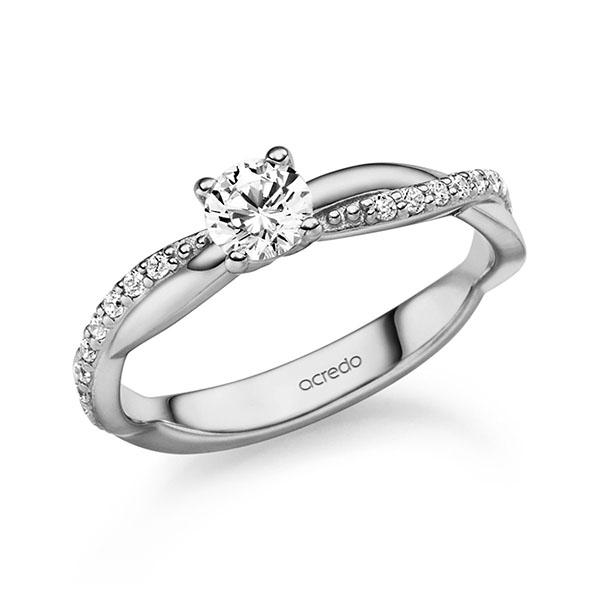 Verlobungsring in Graugold 585 mit 0,4 ct. + zus. 0,144 ct. Brillant tw, si von acredo | A ...