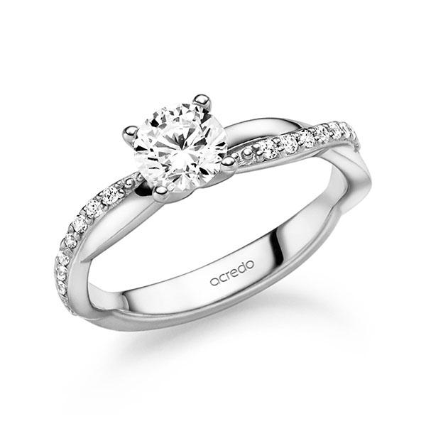 Verlobungsring in Weißgold 585 mit 0,7 ct. + zus. 0,144 ct. Brillant tw, si von acredo | A ...